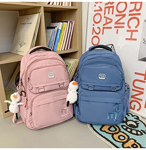 MeganJDesigns Cute Aesthetic Backpack for Teens Girls Boys College High Middle School Student Lightweight Book Bag Casual Kawaii Daypacks (B-Blue Aesthetic Backpack)