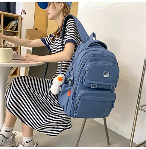 MeganJDesigns Cute Aesthetic Backpack for Teens Girls Boys College High Middle School Student Lightweight Book Bag Casual Kawaii Daypacks (B-Blue Aesthetic Backpack)