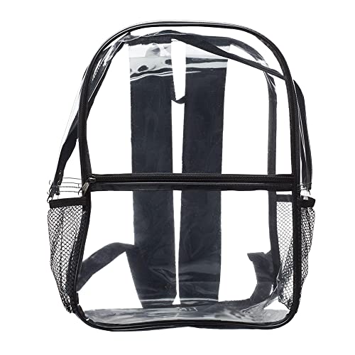 Clear PVC Plastic Backpacks Set of 6, Bulk Pack - Water Resistant, Perfect for School, Travel, Outdoor - Clear Black