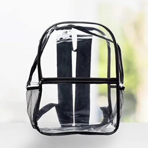 Clear PVC Plastic Backpacks Set of 6, Bulk Pack - Water Resistant, Perfect for School, Travel, Outdoor - Clear Black