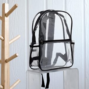 Clear PVC Plastic Backpacks Set of 6, Bulk Pack - Water Resistant, Perfect for School, Travel, Outdoor - Clear Black