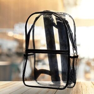 Clear PVC Plastic Backpacks Set of 6, Bulk Pack - Water Resistant, Perfect for School, Travel, Outdoor - Clear Black