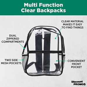 Clear PVC Plastic Backpacks Set of 6, Bulk Pack - Water Resistant, Perfect for School, Travel, Outdoor - Clear Black