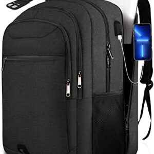 Z-MGKISS Travel Backpack, Large Laptop Backpack, TSA Carry On Backpack Flight Approved, Durable Business Gaming Backpack College School Backpack For Women Men with USB Fits 17.3 Inch Notebook, Black