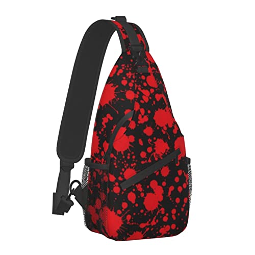 Hicyyu Horror Blood Splatter Outdoor Crossbody Shoulder Bag For Unisex Young Adult Hiking Sling Backpack