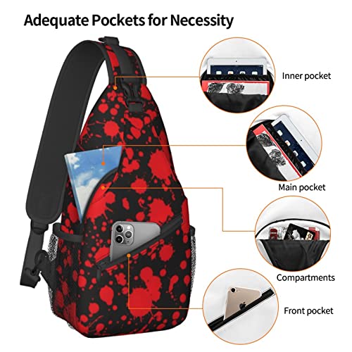 Hicyyu Horror Blood Splatter Outdoor Crossbody Shoulder Bag For Unisex Young Adult Hiking Sling Backpack