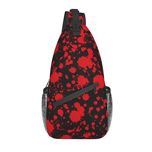 Hicyyu Horror Blood Splatter Outdoor Crossbody Shoulder Bag For Unisex Young Adult Hiking Sling Backpack