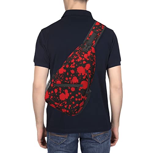 Hicyyu Horror Blood Splatter Outdoor Crossbody Shoulder Bag For Unisex Young Adult Hiking Sling Backpack