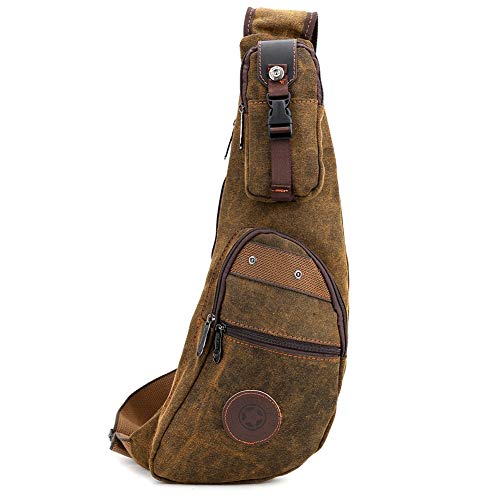 Canvas Sling Bag,Crossbody Casual Daypack Large Canvas Chest Pack Waterproof shoulder Bag for Men Women