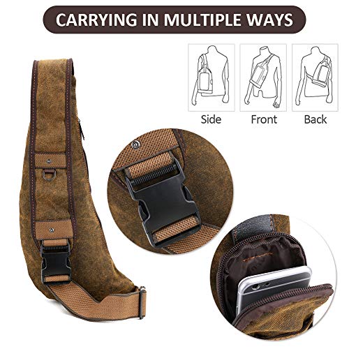 Canvas Sling Bag,Crossbody Casual Daypack Large Canvas Chest Pack Waterproof shoulder Bag for Men Women