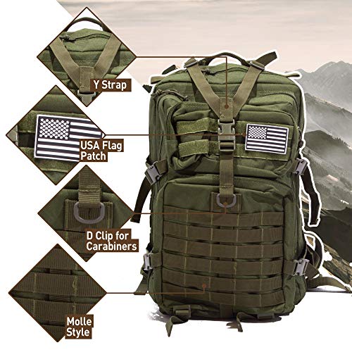 Sirius Survival 50L Expeditionary Tactical Backpack - Large Molle Bag (Green Camo)