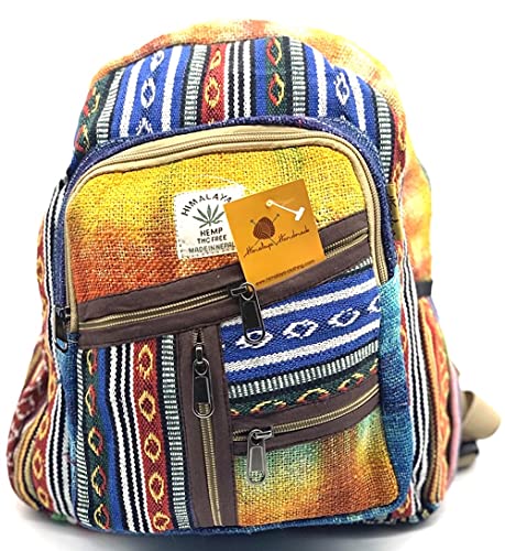 Unique design Himalaya Hemp Backpack Small Backpack Hippie Backpack Festival Backpack Hiking & Tablet Backpack FAIR TRADE Handmade with Love