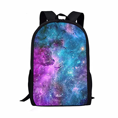 BYCHECAR Galaxy School Backpack for Teens Girls Elementary Space Star Teenage Boys Bookbag with Water Bottle Pockets,Kids School Bag Heavy Duty Outdoor Back Pack