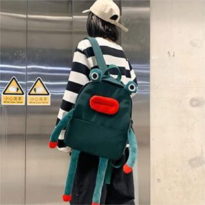 LaurelTree Kawaii Aesthetic Creative Cute Funny Cartoon Frog Backpack Travel Bag School Students Teens Girls (Green)