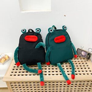 LaurelTree Kawaii Aesthetic Creative Cute Funny Cartoon Frog Backpack Travel Bag School Students Teens Girls (Green)