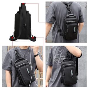 Peicees Sling Bag for Men Women Waterproof Mens Sling Backpack Purse Crossbody Bag with USB Charging Port for Travel Hiking