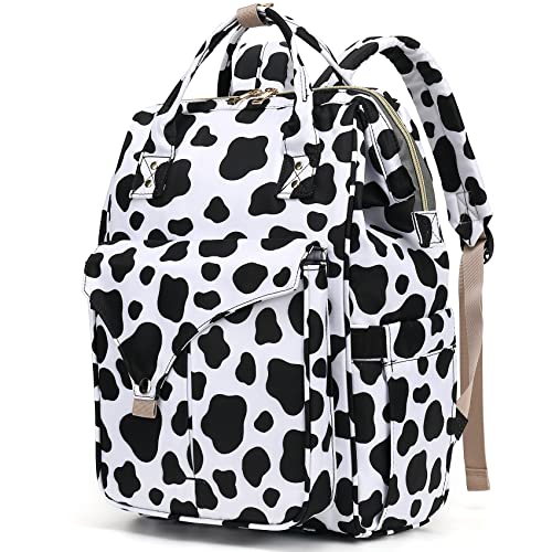 Cow Print Laptop Backpack College School Backpack Bookbags Nurse Backpacks Travel Bags Casual Daypacks for Women Girls Fits 15.6 Inch Notebook