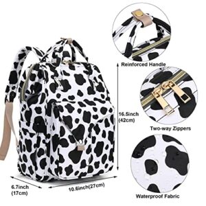 Cow Print Laptop Backpack College School Backpack Bookbags Nurse Backpacks Travel Bags Casual Daypacks for Women Girls Fits 15.6 Inch Notebook