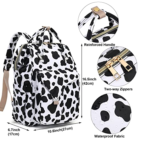 Cow Print Laptop Backpack College School Backpack Bookbags Nurse Backpacks Travel Bags Casual Daypacks for Women Girls Fits 15.6 Inch Notebook