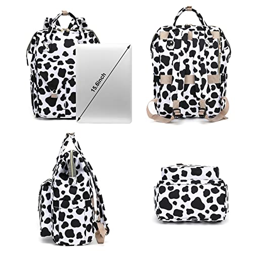 Cow Print Laptop Backpack College School Backpack Bookbags Nurse Backpacks Travel Bags Casual Daypacks for Women Girls Fits 15.6 Inch Notebook