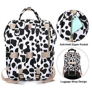 Cow Print Laptop Backpack College School Backpack Bookbags Nurse Backpacks Travel Bags Casual Daypacks for Women Girls Fits 15.6 Inch Notebook