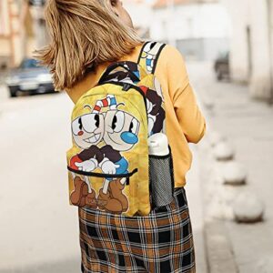 Zqiyhre Lightweight Cupx-Head Backpack DIY Cartoon Anime Waterproof Sports Daily Backpacks for Teenagers