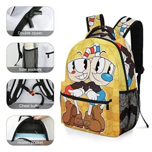 Zqiyhre Lightweight Cupx-Head Backpack DIY Cartoon Anime Waterproof Sports Daily Backpacks for Teenagers