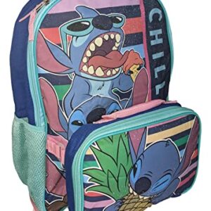 Ruz Stitch 16" Backpack With Detachable Lunch Box Black-Blue