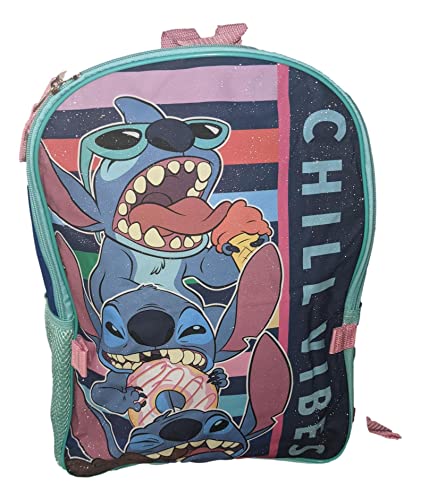 Ruz Stitch 16" Backpack With Detachable Lunch Box Black-Blue