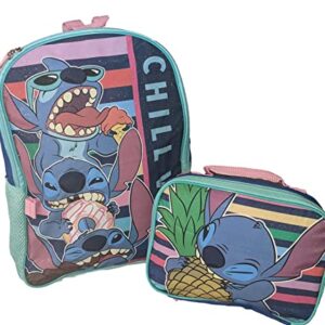 Ruz Stitch 16" Backpack With Detachable Lunch Box Black-Blue