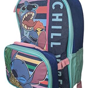 Ruz Stitch 16" Backpack With Detachable Lunch Box Black-Blue