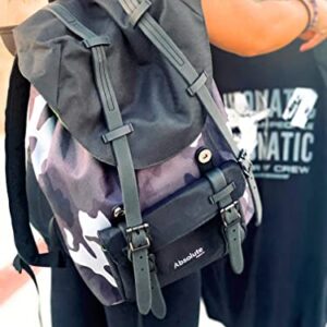 Stylish Camo Laptop Travel Backpack for Men & Women - Roomy 18x13" with Drawstring, 2 Magnetic Buckles, Tablet Pocket with Elastic Closure, Front Pocket. Water Resistant Durable Canvas