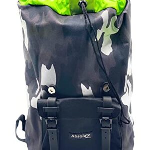 Stylish Camo Laptop Travel Backpack for Men & Women - Roomy 18x13" with Drawstring, 2 Magnetic Buckles, Tablet Pocket with Elastic Closure, Front Pocket. Water Resistant Durable Canvas