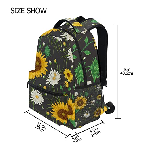 Sunflowers and Chamomile Flowers Laptop Backpack 16 Inch Large Backpack for Women Men School Business Work Travel Backpack