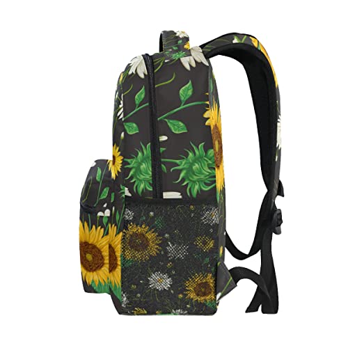 Sunflowers and Chamomile Flowers Laptop Backpack 16 Inch Large Backpack for Women Men School Business Work Travel Backpack