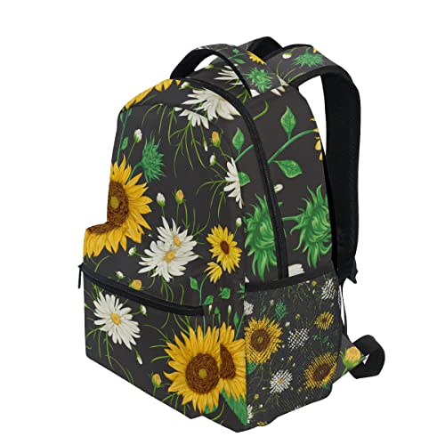 Sunflowers and Chamomile Flowers Laptop Backpack 16 Inch Large Backpack for Women Men School Business Work Travel Backpack