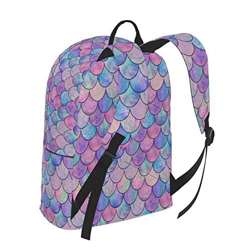 Delerain 16 Inch Backpack Mermaid Scales Laptop Backpack School Bookbag Travel Shoulder Bag Casual Daypack