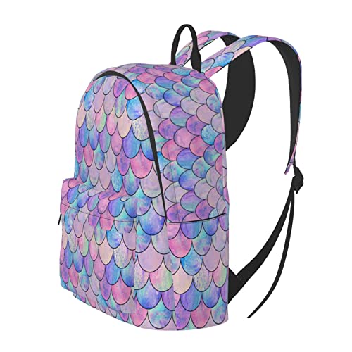 Delerain 16 Inch Backpack Mermaid Scales Laptop Backpack School Bookbag Travel Shoulder Bag Casual Daypack