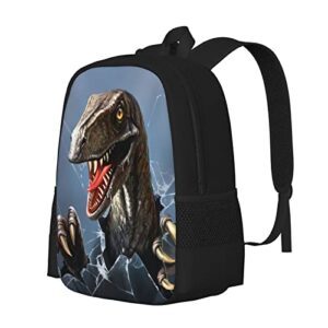 UIACOM Dinosaur School Backpack Cool Dinosaur Breaking Glass Bookbag for Teens Kids Boys Girls, Large 17 inch Elementary Junior High University School Bag, Water Resistant Casual Travel Daypack