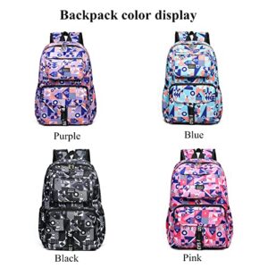 Geometric Prints Primary Kids Backpack, Elemetary Students Bookbag Teens Schoolbag, Knapsack for Girls