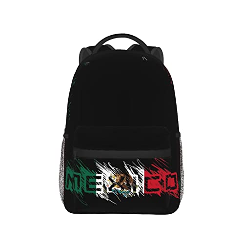 Qurdtt Mexico Flag Backpack Patriotic Mexican School Bookbag Casual Travel Laptop Daypack for Men Women Teenagers