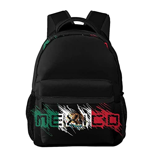 Qurdtt Mexico Flag Backpack Patriotic Mexican School Bookbag Casual Travel Laptop Daypack for Men Women Teenagers