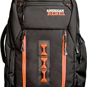 Concealed Backpack Holster for Men and Women, American Rebel Large Freedom Concealed Carry Backpack (Black/Orange Trim, Large)