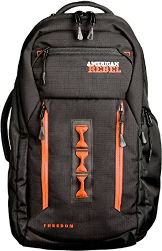 Concealed Backpack Holster for Men and Women, American Rebel Large Freedom Concealed Carry Backpack (Black/Orange Trim, Large)