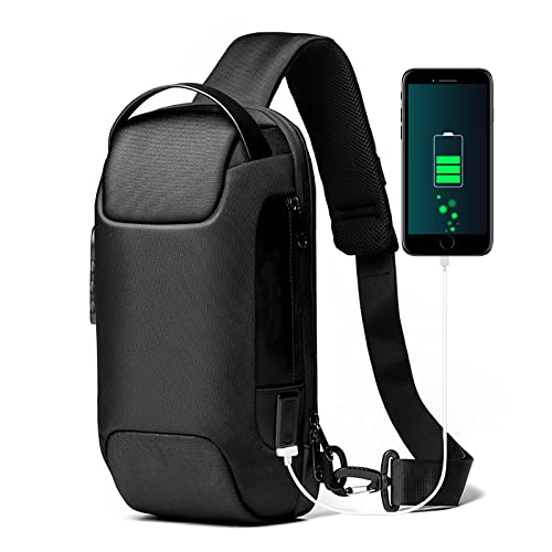 Konelia Anti-Theft Sling Chest Bag Backpack Waterproof Crossbody Shoulder Bag Travel Casual Daypack with USB Charge Port