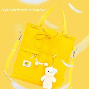 Kawaii Backpack with Plushies Adjustable Hooks Crossbody Bag Shoulder Bag Hand Tote Cute Aesthetic Backpack for School Girls (White)