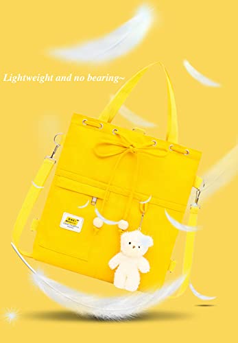 Kawaii Backpack with Plushies Adjustable Hooks Crossbody Bag Shoulder Bag Hand Tote Cute Aesthetic Backpack for School Girls (White)