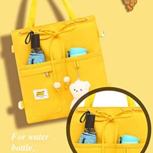 Kawaii Backpack with Plushies Adjustable Hooks Crossbody Bag Shoulder Bag Hand Tote Cute Aesthetic Backpack for School Girls (White)