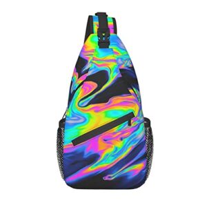 psychedelic trippy sling backpack,casual crossbody shoulder backpack sling bag chest daypack for men women sport hiking gym