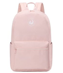 abshoo lightweight backpack for school classic basic water resistant casual daypack plain bookbag (baby pink)